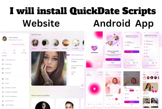 Install quickdate website or android app by Tech_studio_1 | Fiverr