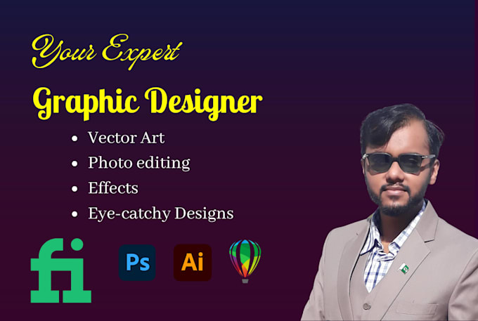 Design graphics using photoshop illustrator and corel by Linkedinadept | Fiverr