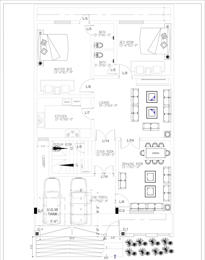 Design your architectural floor plan in autocad by Engrjunaid5 | Fiverr