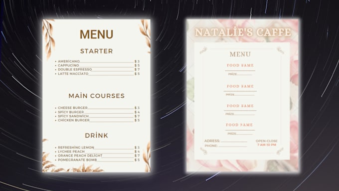 Make a simple but flashy menu for you by Lestronial | Fiverr