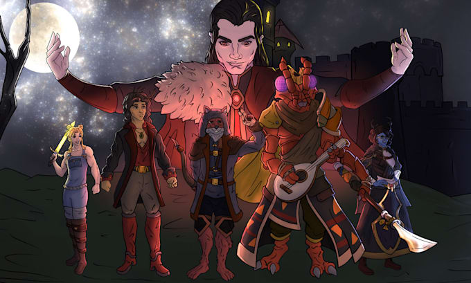 Zeichne dnd-charakterkunst und dnd-partykunst