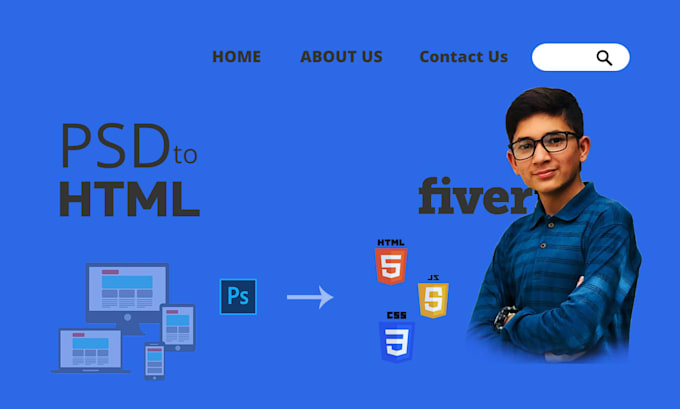 Convert psd to html,pdf to html by Moazam_shigri | Fiverr