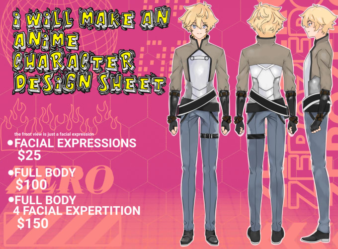 Make an anime character design sheet by Masheriyanto | Fiverr