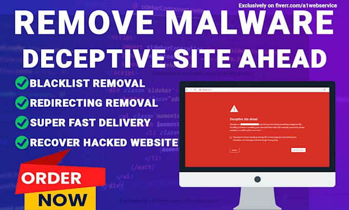 Remove malware and deceptive site ahead red warning by A1webservice ...