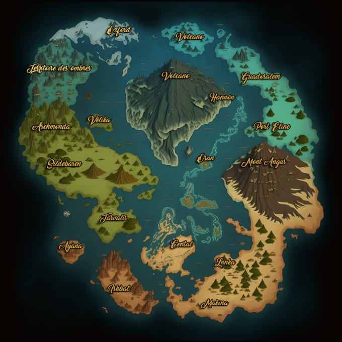 A world map for a role playing game by Bunnybugzy | Fiverr