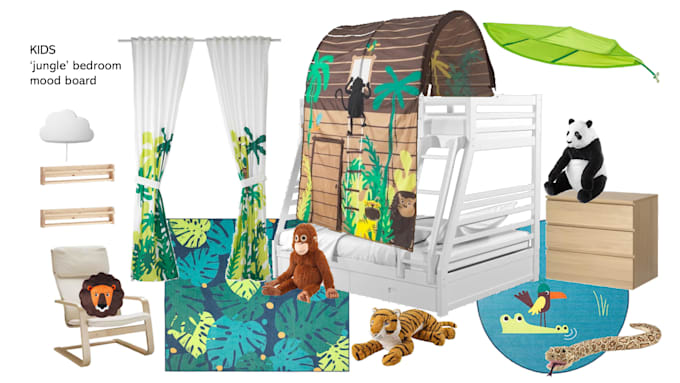 Design a fun kids bedroom custom interior w mood board, furniture ...