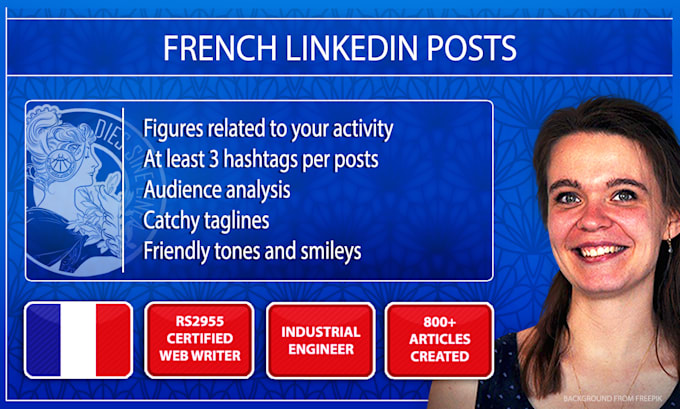 Create your linkedin posts in french by Eowynfromrohan | Fiverr