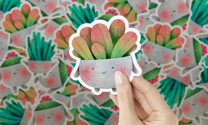 Create a cute watercolor sticker for you by Joneho | Fiverr