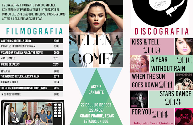 Infographic biographical selena gomez by Mariaqch | Fiverr
