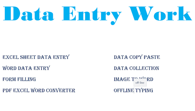 Do data entry word excle copy past image to text etc by Photograpphy ...