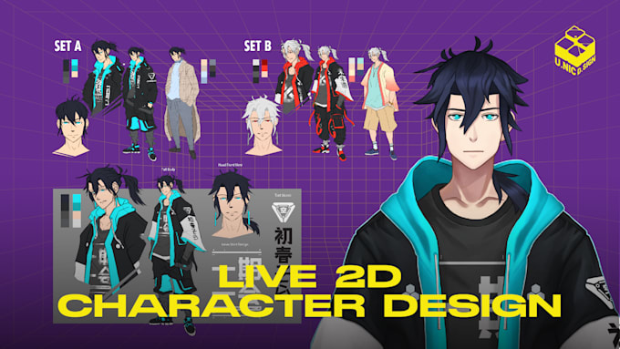 Draw professional live2d model for vtuber character design by Unic ...