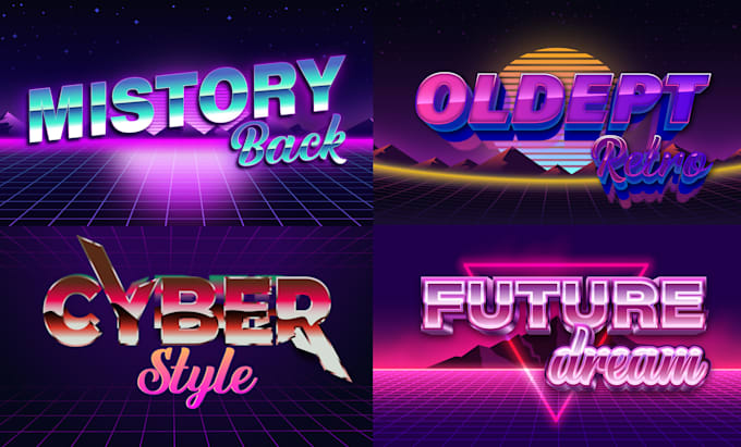 Make 80s retro vintage chrome logo custom design futuristic style by ...