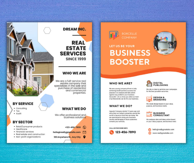 Design 2 concepts of business one pager by Irinaialovenco | Fiverr