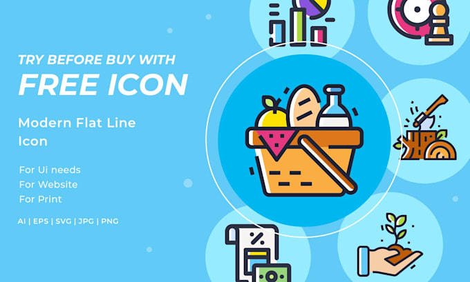 Design unique flat line icons for your ui needs by Graficon_icon | Fiverr