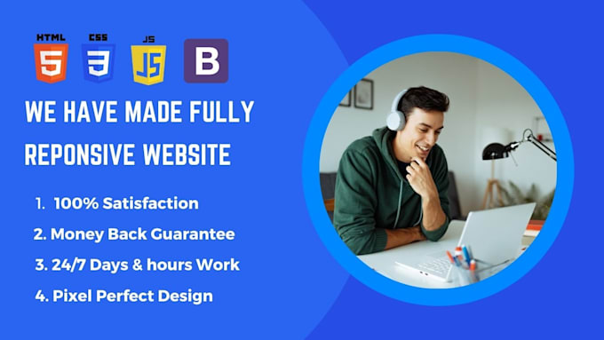 Make Responsive Website Html Css Javascript Bootstrap By