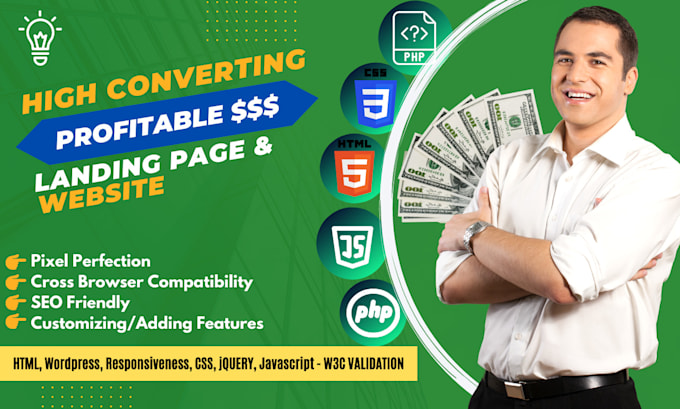 Develop highly converting and attractive landing page using html css ...