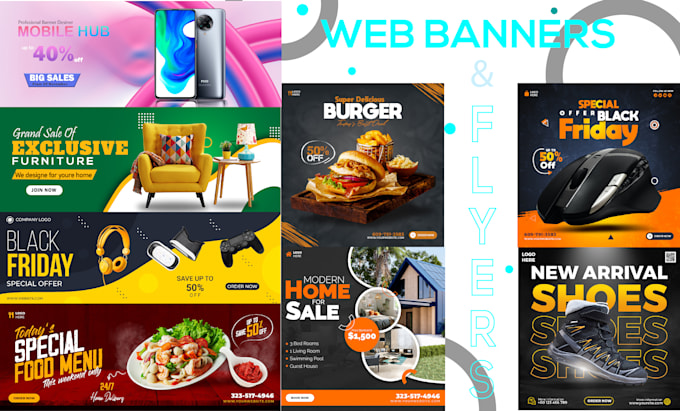 Design creative web banners, posters, or header by Zaiblkhera | Fiverr