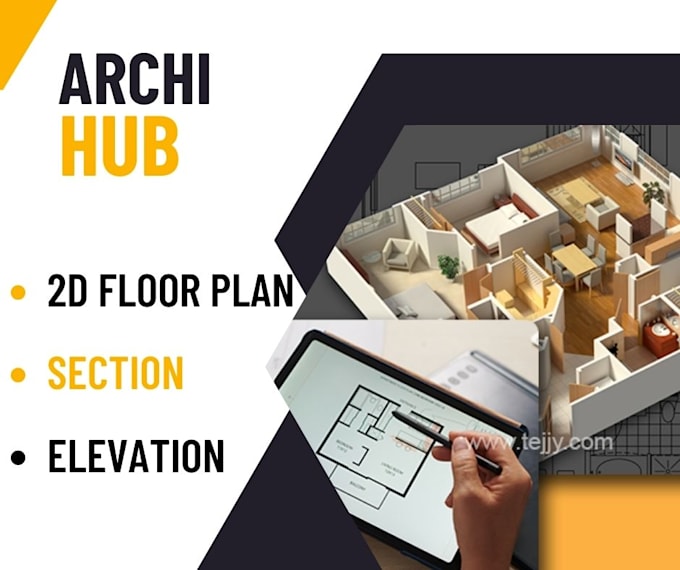 Draw autocad 2d floor plan, elevation and sections by Archihub07 | Fiverr