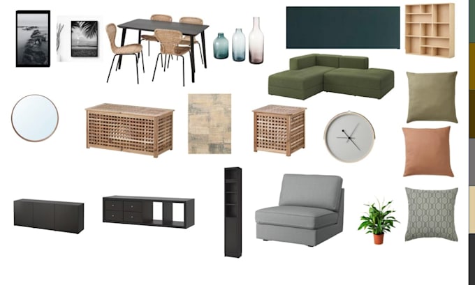 Create mood board, furniture layouts and interior design or decorate ...