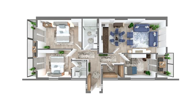 Do 3d floor plans rendering for your 2d layouts