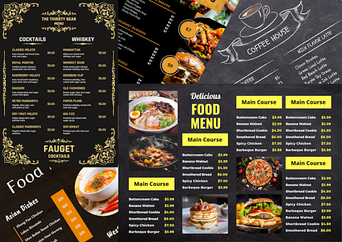 Design modern digital menus for restaurants and bars by Toufiqquraishi | Fiverr