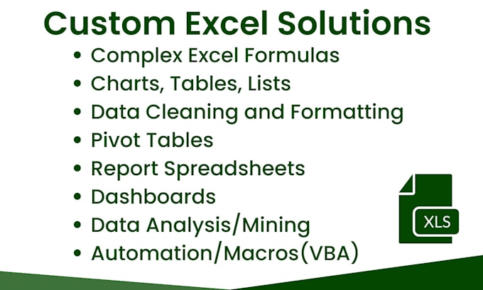 Create ms excel formula, table, list, chart, report, dashboard, macro by Excel_solution5 | Fiverr