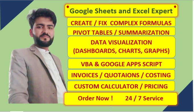 Create excel spreadsheets, google sheets, formulas, dashboards ... Create excel spreadsheets, google sheets, formulas, dashboards ...