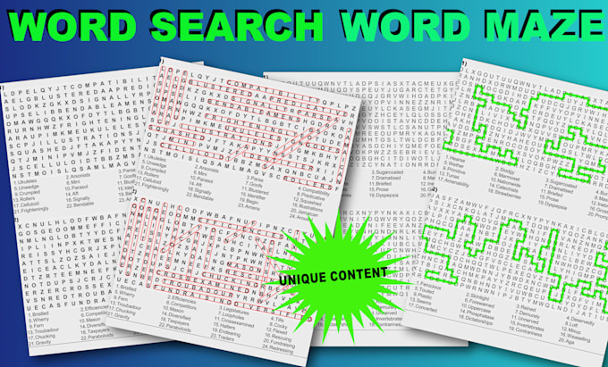 Create unique puzzle word search for kdp etsy and tpt by Workshets | Fiverr