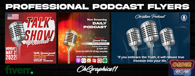 Design professional talk show podcast flyer by Chgraphics11 | Fiverr