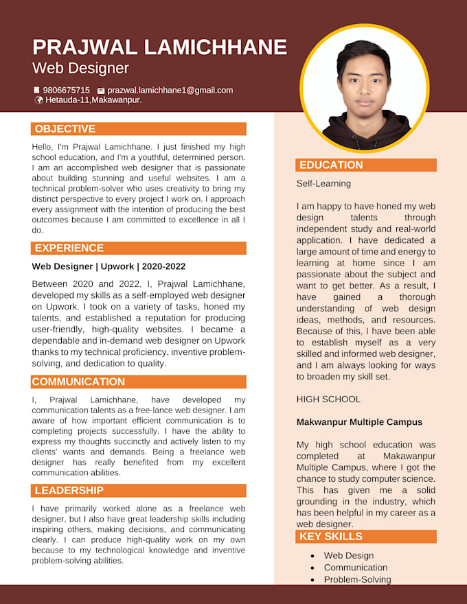 Create appealing cv or resume by Prazwall9 | Fiverr