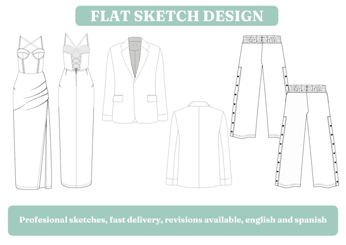 Create flat sketches for your fashion design by Rocioperezg | Fiverr