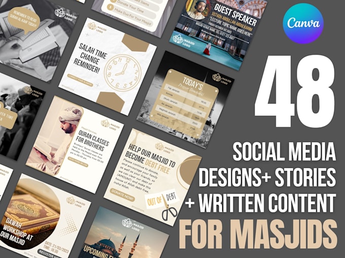 Share ready islamic social media instagram canva templates for masjids ...