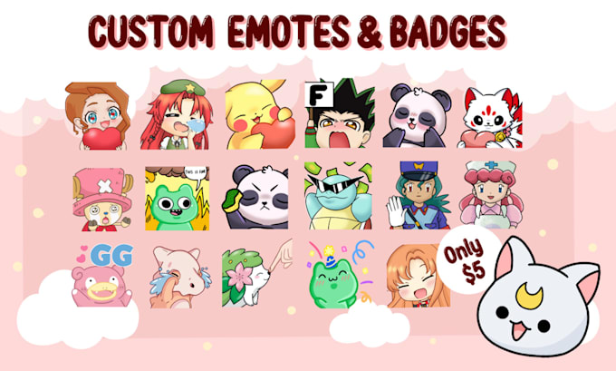 Draw cute animated emotes and sub badges for twitch by Artemisdraw | Fiverr