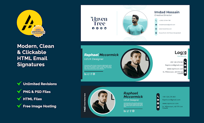 Make a modern and clean clickable html email signature by Adiarko | Fiverr