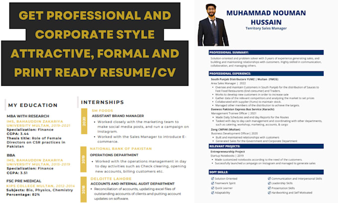 Help in creating and designing professional corporate resume by M ...