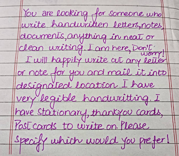 Do handwriting notes and letters in my beautiful writing by Drangel431 ...