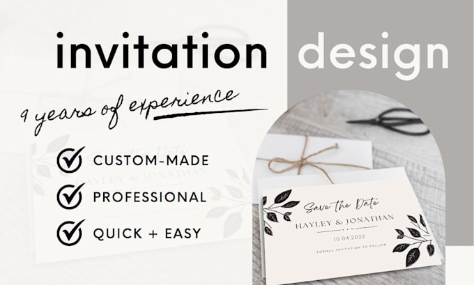 Design professional and custom invitation cards by Am_wild_flowers | Fiverr