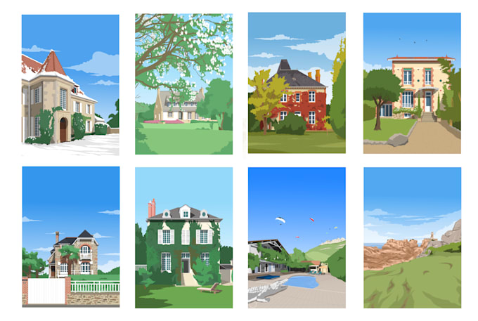 Draw a building, landscape into amazing vector art illustration by ...