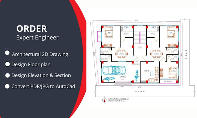 Do 2d architectural floor plan draw and redraw by Saifraj95 | Fiverr