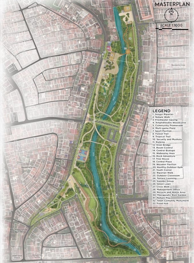 Render architectural landscape design site plans, elevation and section ...