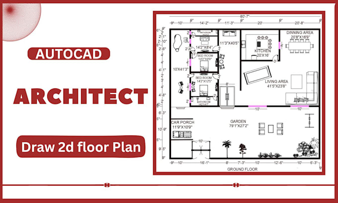 Do autocad drafting, 2d floor plan by Jaweria26 | Fiverr
