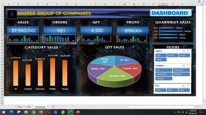 Create excel interactive dynamic dashboards, graph, analysis, pivot tables,
