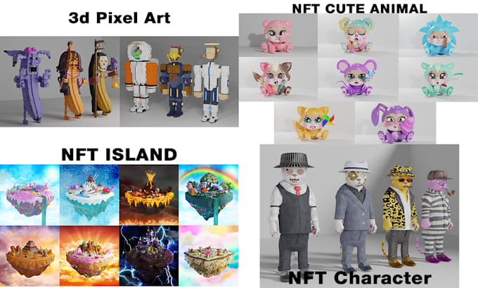 Do high create a design 3d nft character and art collection by Supershavin | Fiverr