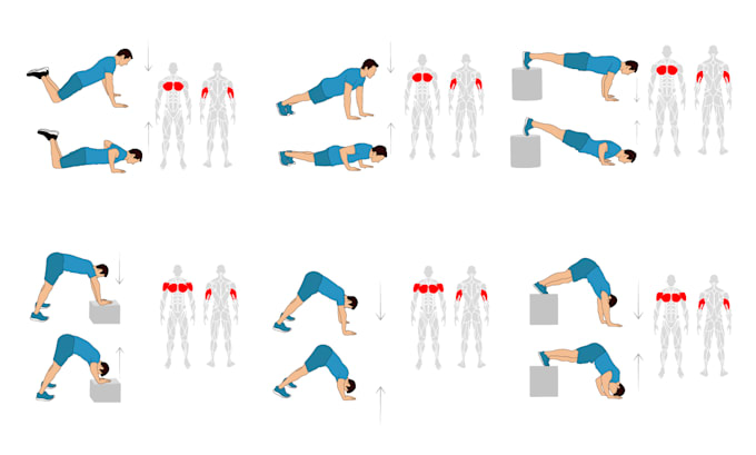 Draw exercise pose animation or 2 step illustration by Menhajull | Fiverr