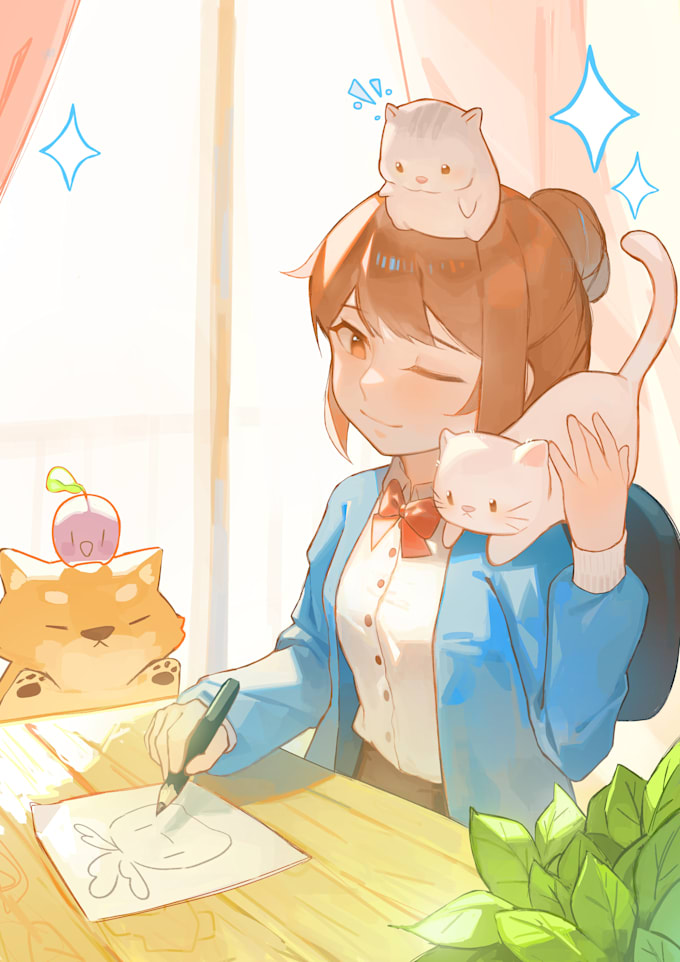 Draw anime illustration uwu by Ihyazi | Fiverr