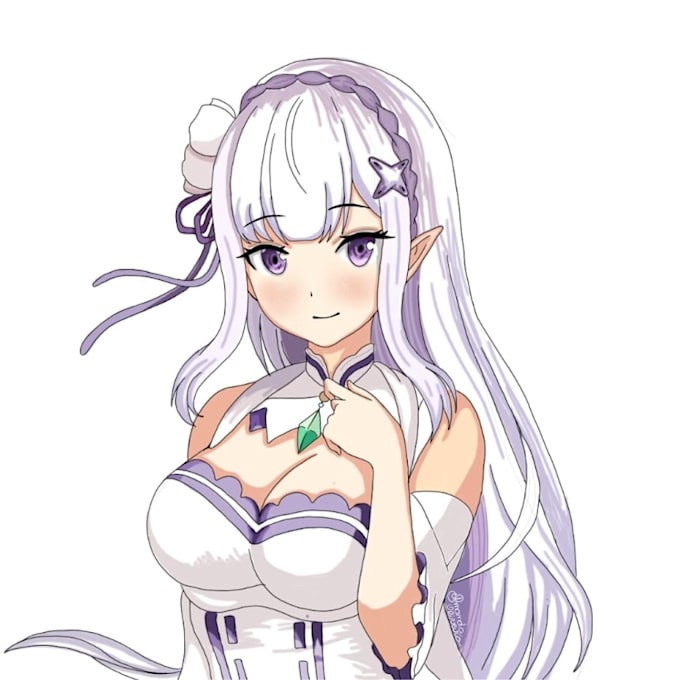 Draw emilia fanart from rezero by Amandaoliveiraa | Fiverr
