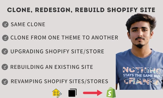 Clone copy redesign rebuild or upgrade shopify store for you by ...