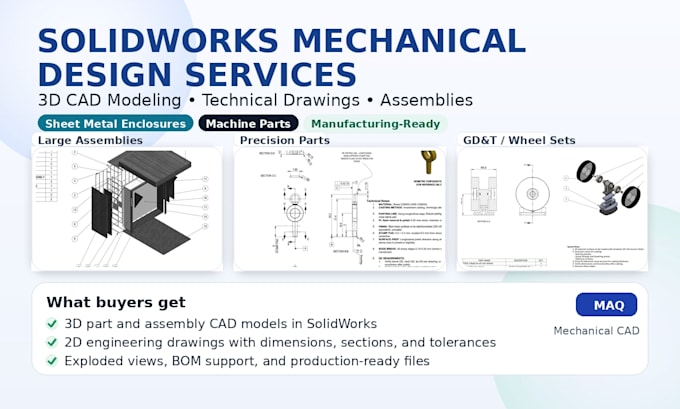 Design a mechanical product in solidworks with 3d cad and drawings by ...