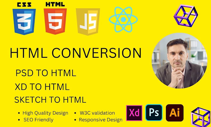 Convert figma to html, psd to html, xd to html, sketch, responsive website by Faashraf_12 | Fiverr