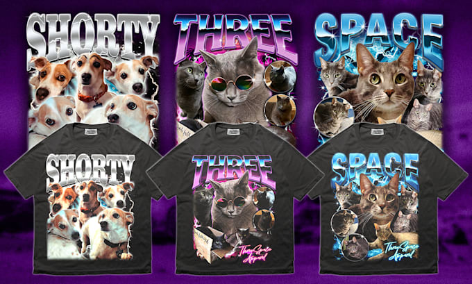 Design awesome pet bootleg 90s vintage tees by Shadevicc | Fiverr